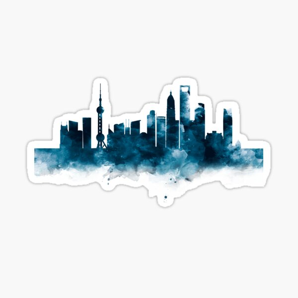 "Shanghai Skyline" Sticker for Sale by MonnPrint | Redbubble