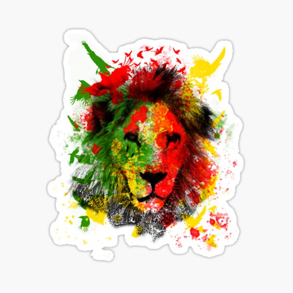 "Rasta/Reggae Lion" Sticker by Lionart | Redbubble