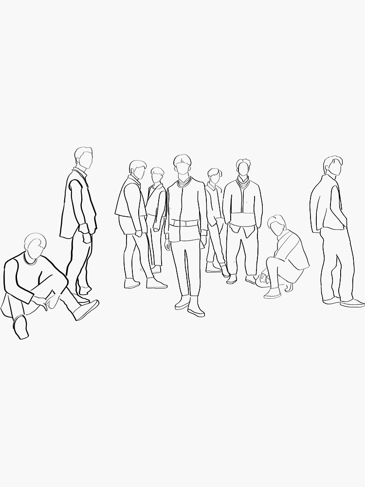 "NCT 127 Kick It Outline" Sticker for Sale by evilsisters | Redbubble
