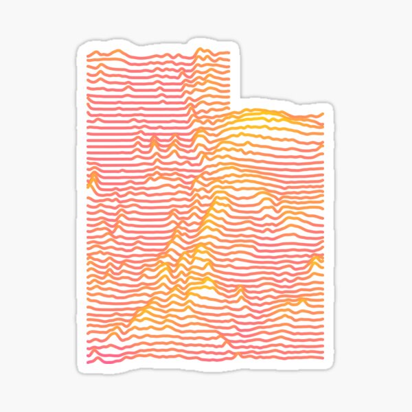 "Utah Map Art - Joy Plot Topography" Sticker by KRANKARTA | Redbubble