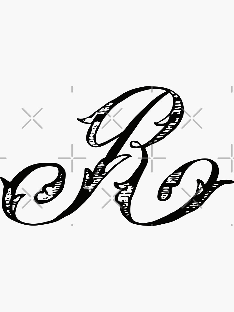 "Vintage Stylish Black and White Monogram Letter R" Sticker by Vintage ...