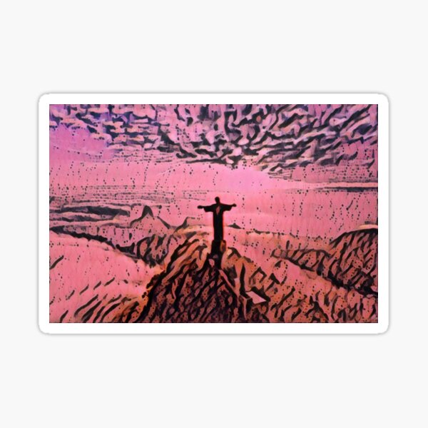 "Brazil Christ the Redeemer Artistic Illustration Pink Wad" Sticker for ...