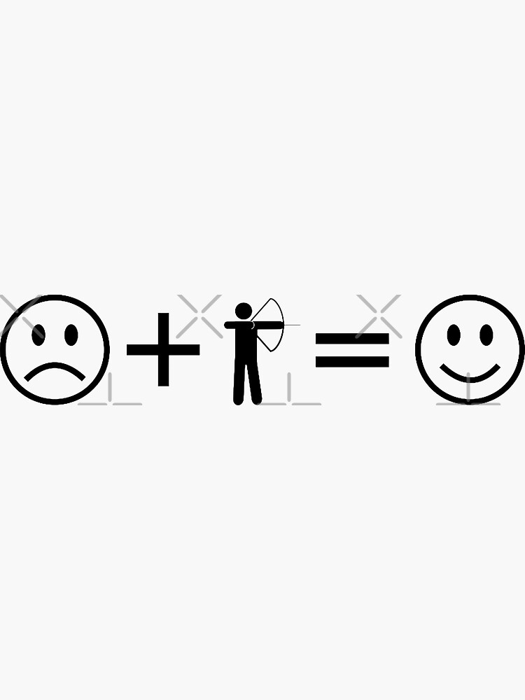 "Sad + Archery = Happy" Sticker for Sale by Bododobird | Redbubble