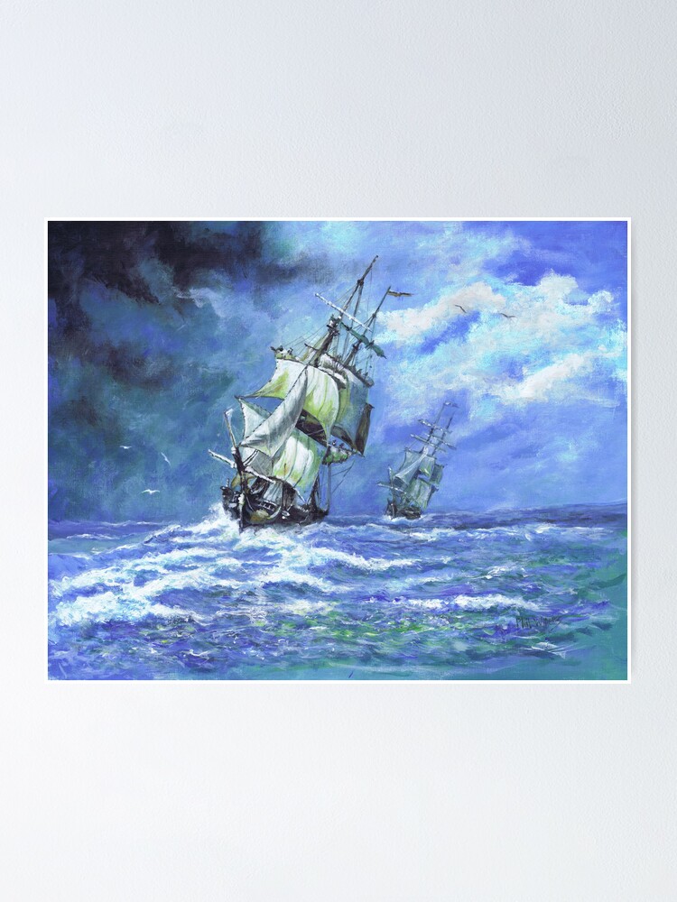 " Royal Navy frigates blockading French Coast 1812" Poster by phils-art ...