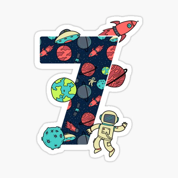 "Kids 7th Birthday Space and Astronauts 7 Year Old" Sticker for Sale by ...