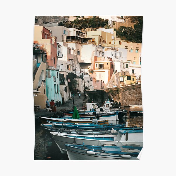 "Procida harbour around sunset, Italy" Poster for Sale by michieldros ...