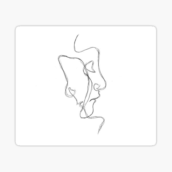 "one line two face" Sticker for Sale by pandaeyes6584 | Redbubble