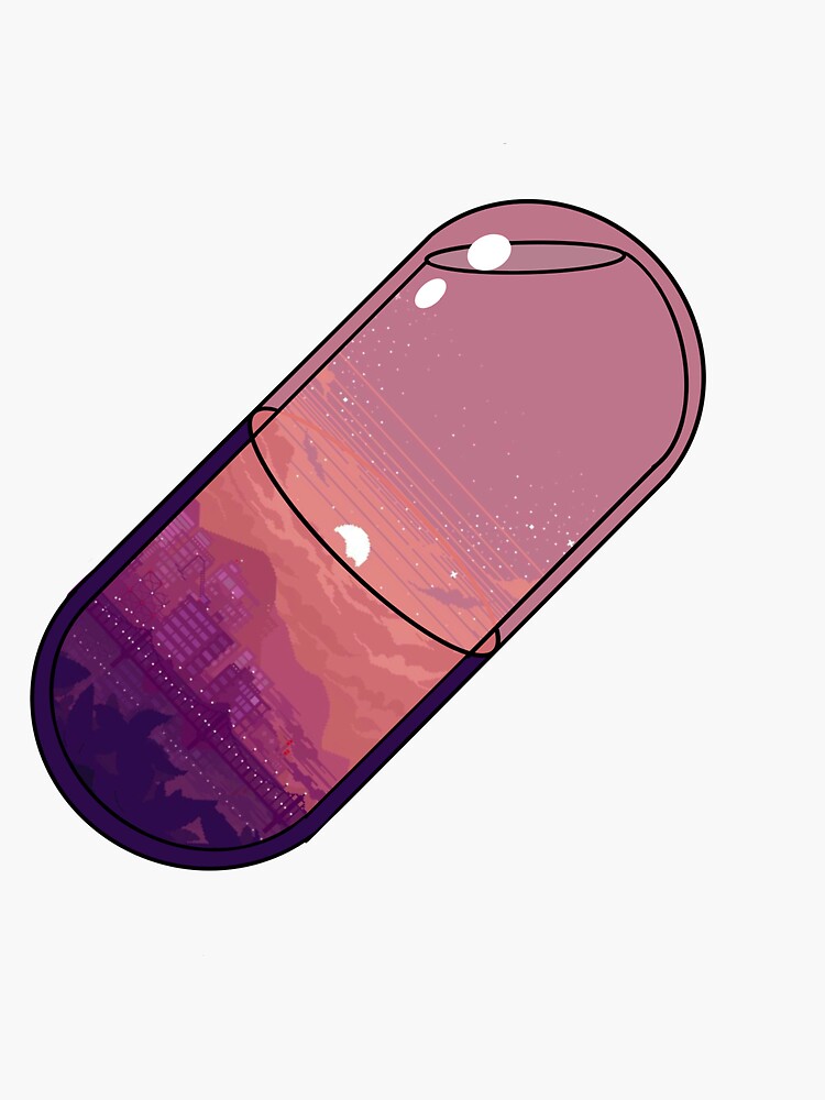 "Aesthetic Pink Sky Pill Capsule - Overlook the City" Sticker for Sale ...