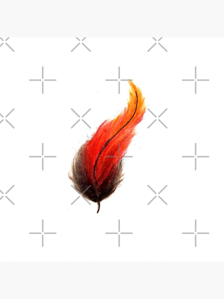 "Red Fire Flame Feather" Pin by treuxchae | Redbubble