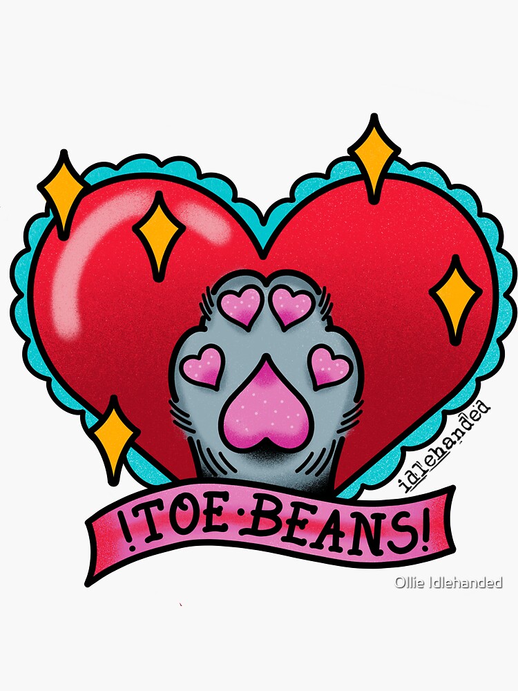 "Toe Beans" Sticker by QuantumTattoo | Redbubble
