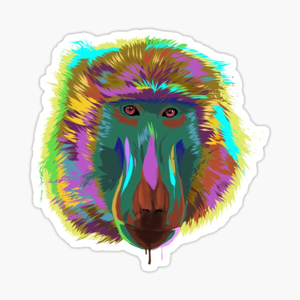 "Monkey Baboon Strokes" Sticker for Sale by alwe-designs | Redbubble