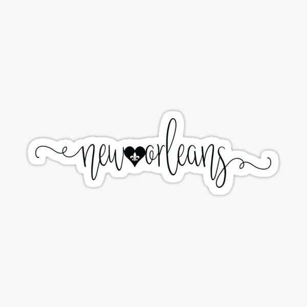 "New Orleans Script Typography Black Letters and Fleur de Lis Heart ...