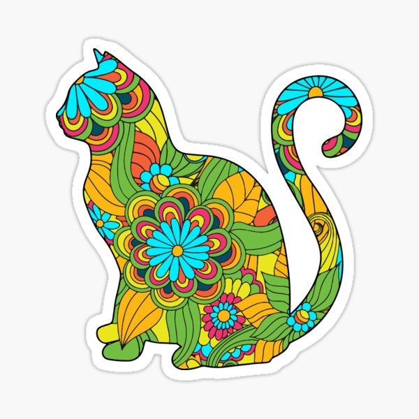 "Cat In the mandala" Sticker for Sale by ramdane88 | Redbubble