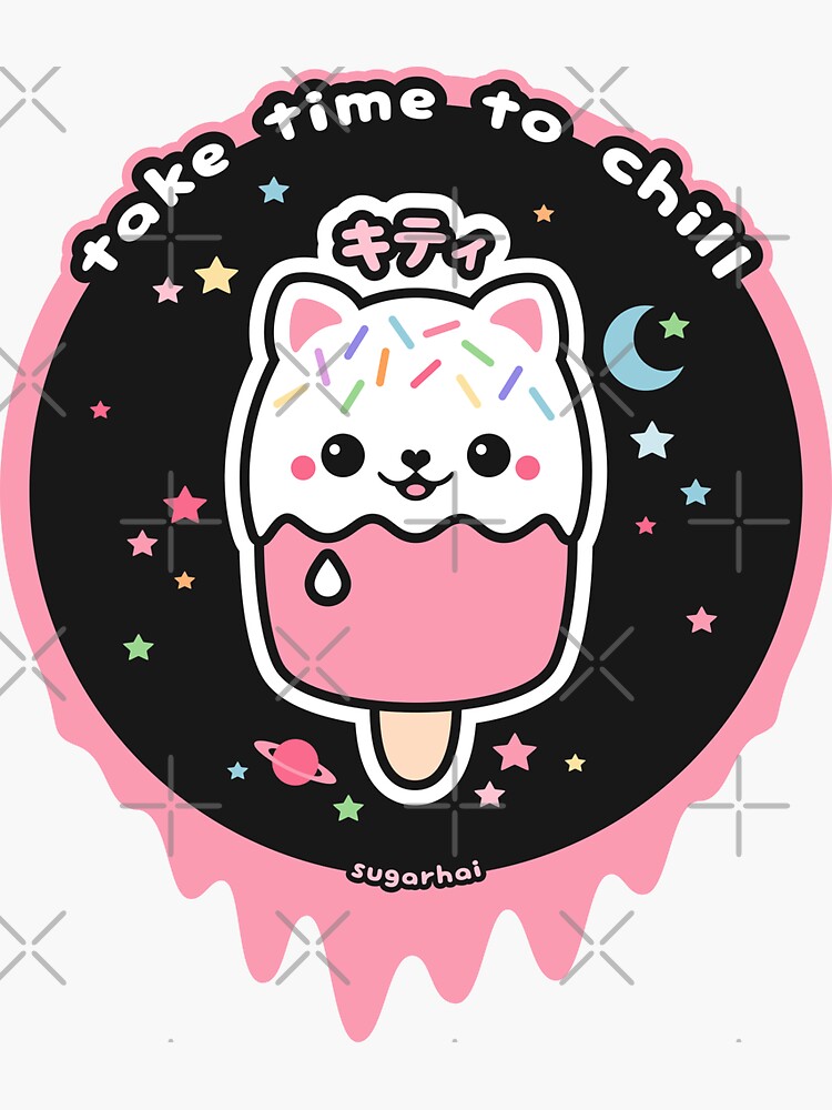 "Chill Kitty Cat Popsicle " Sticker for Sale by sugarhai | Redbubble
