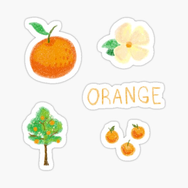"Cute Drawn Orange Stickers " Sticker by Sliceoflifeart | Redbubble