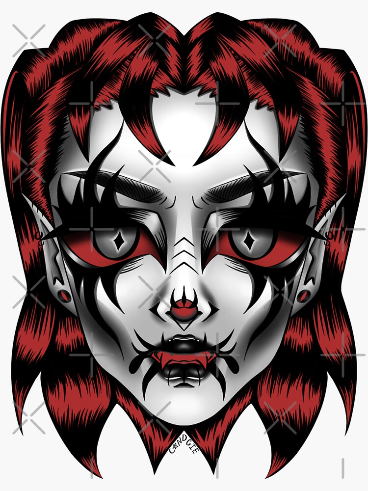"red goth girl" Sticker by candgieart | Redbubble