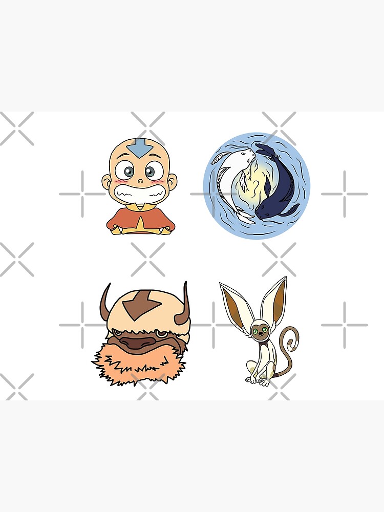 Aang, Momo, Appa And Koi Fish From Avatar Premium Matte Vertical Poster