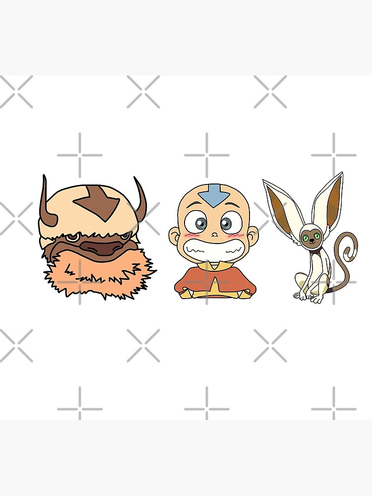 Aang, Momo And Appa From Avatar Premium Matte Vertical Poster