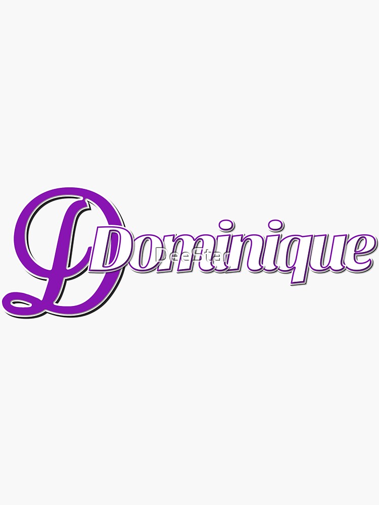 "Dominique. Name in Purple and White" Sticker by DeeStar | Redbubble