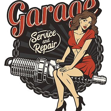 "Vintage Garage Pinup Girl" Poster for Sale by Renju Harilal | Redbubble