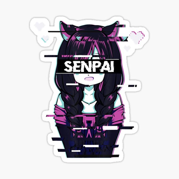 "Japanese Anime Cat Girl - Notice Me Senpai Vaporware" Sticker for Sale ...