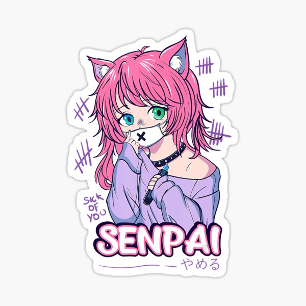 "Kawaii Anime Neko Girl - Pastel goth Menhera Sick" Sticker for Sale by ...