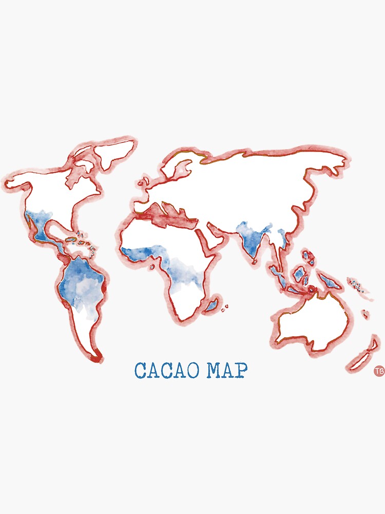 "Map of cacao origin red/blue" Sticker for Sale by TinaBreidi | Redbubble