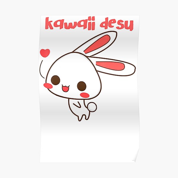 "Kawaii desu! Cute Japanese Anime Rabbit Girl Face" Poster for Sale by ...