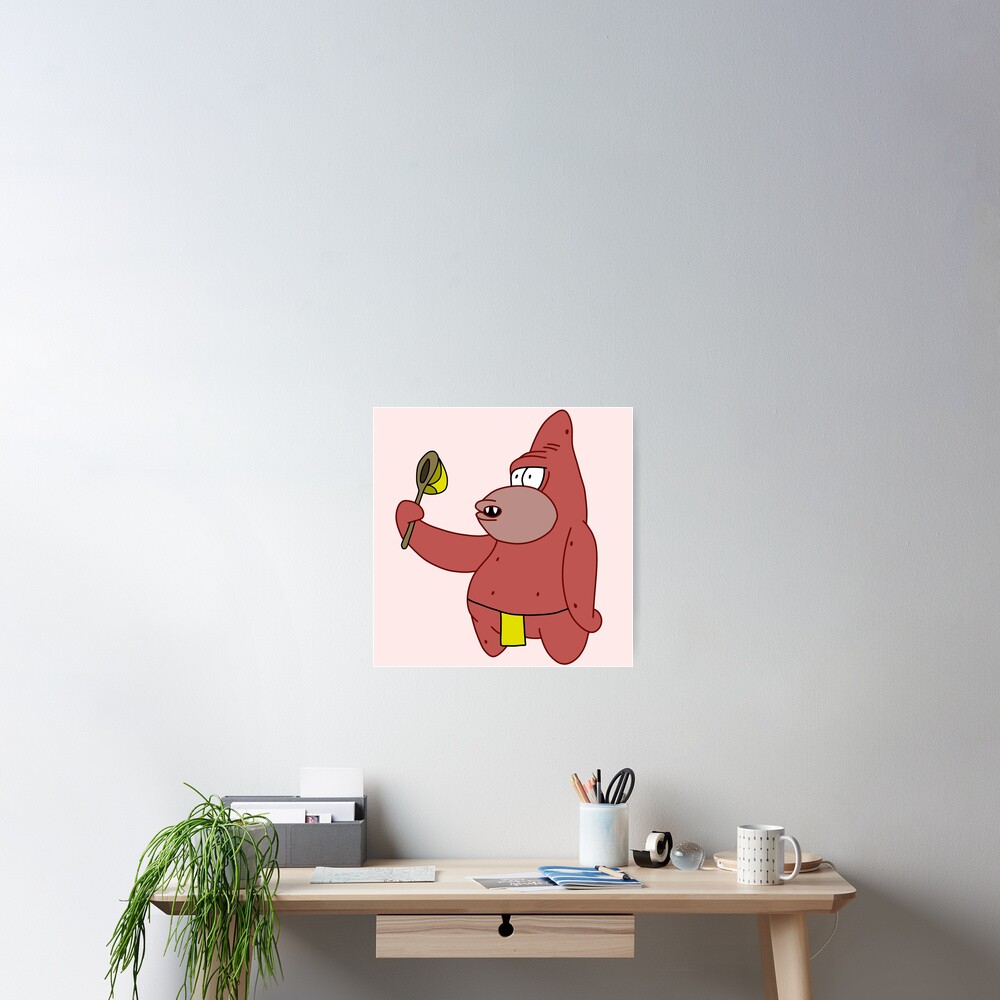 "Caveman Patrick Holding Jellyfishing Net" Poster for Sale by ...