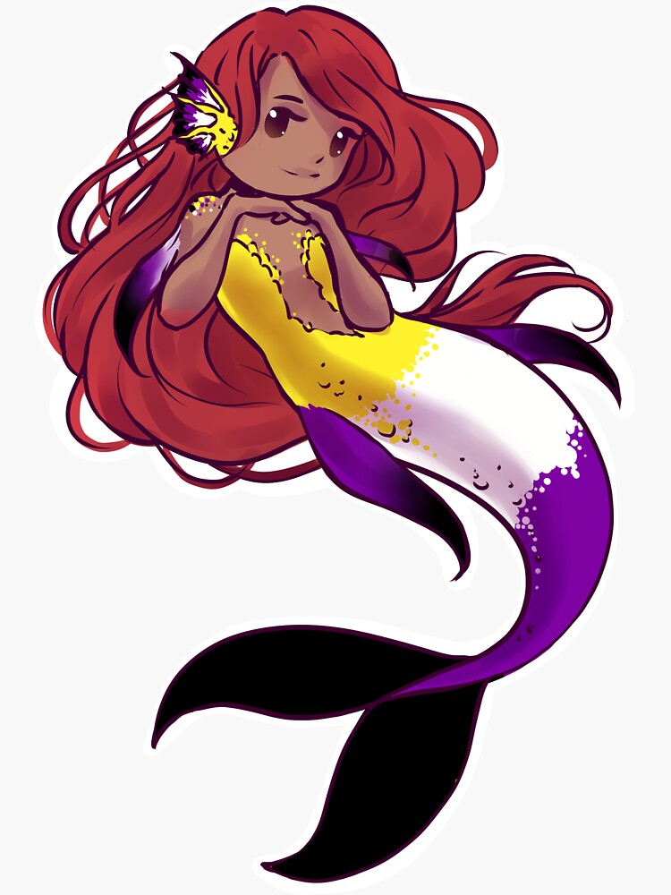 "Non-Binary Pride Mermaid" Sticker for Sale by AlexKir | Redbubble