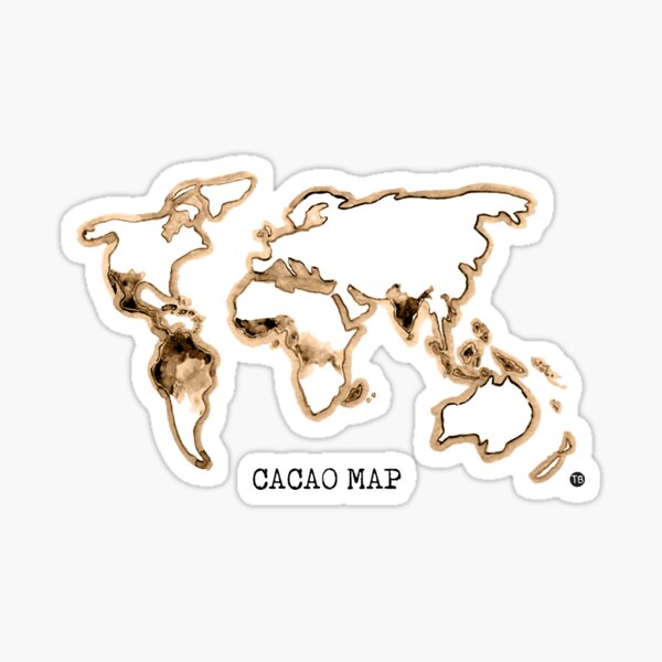 "Map of cacao origin brown/white" Sticker for Sale by TinaBreidi ...