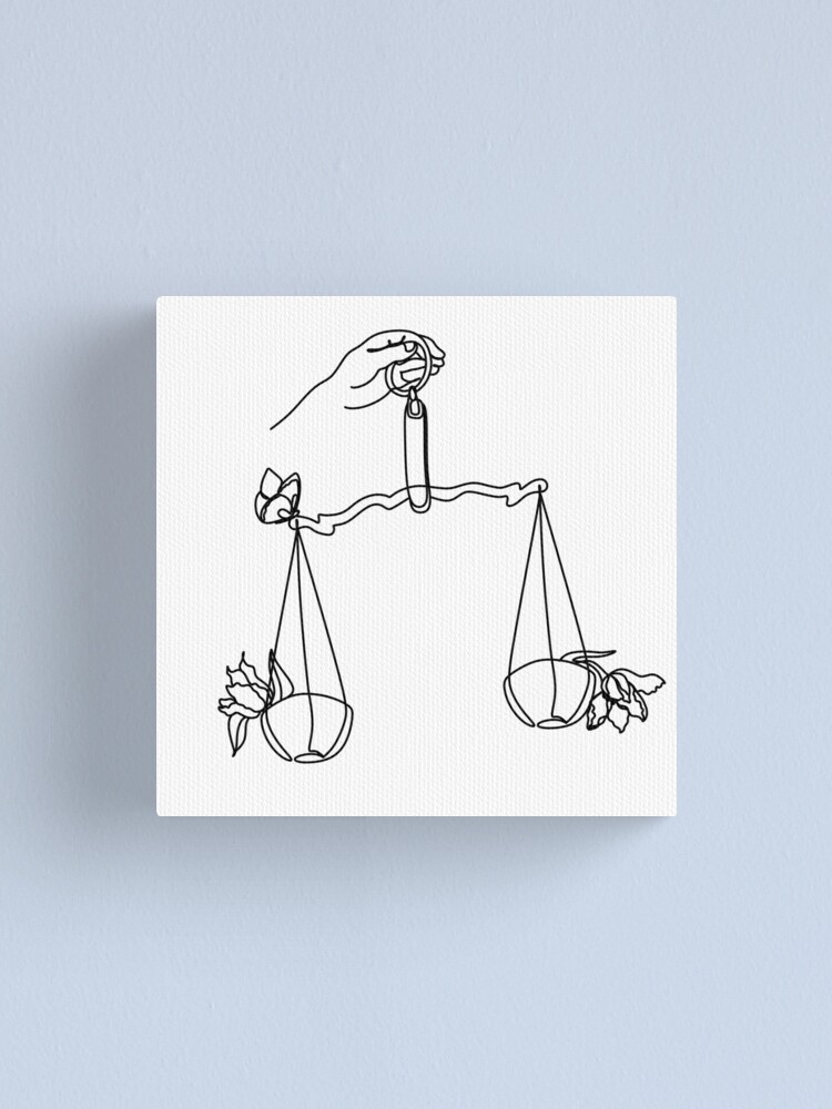 "Libra horoscope sign line art, hand holding scales with flowers ...