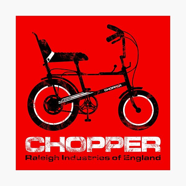 "Red Raleigh Chopper - Distressed print design - for mid colour choices ...