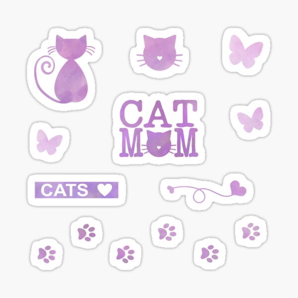 "Cats purple" Sticker by OkihanaShop | Redbubble