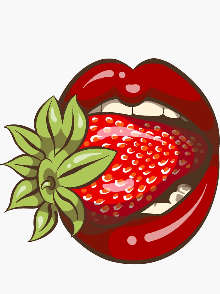 "strawberry lips" Sticker for Sale by zombiecupcakes | Redbubble