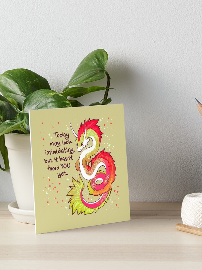 ""Today May Look Intimidating" Encouraging Chinese Dragon" Art Board ...