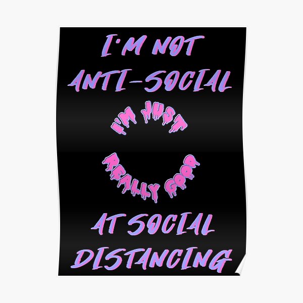 "Antisocial Covid 19 - Funny Social Distancing with Pink, Purple, Black ...