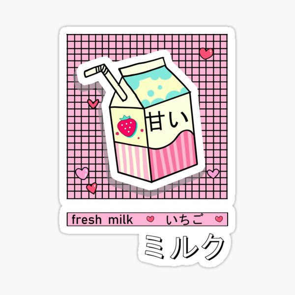"Kawaii Japanese Aesthetic Milk | 90s Anime Vaporwave Otaku" Sticker ...