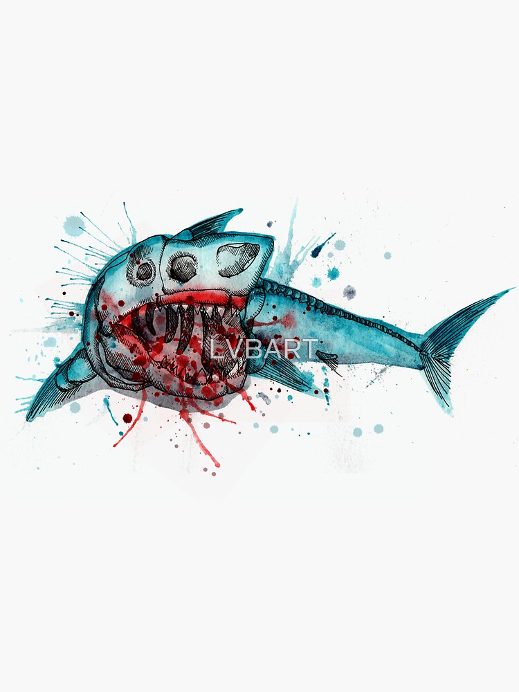 "Shark Skeleton Watercolor" Sticker by LVBART | Redbubble