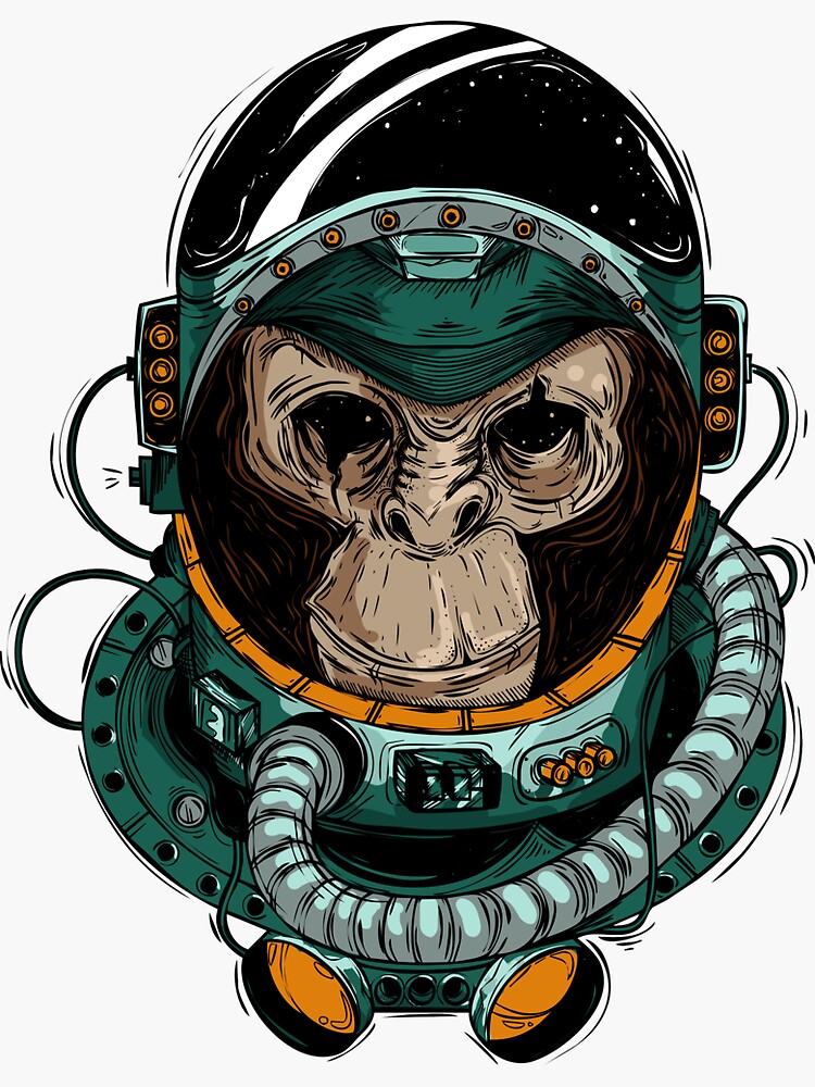 "Monkey cosmonaut" Sticker for Sale by MannMaler | Redbubble