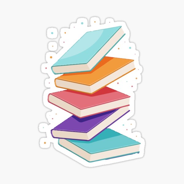 "Reading books Stack of Books " Sticker by FLOWERNAJMA | Redbubble