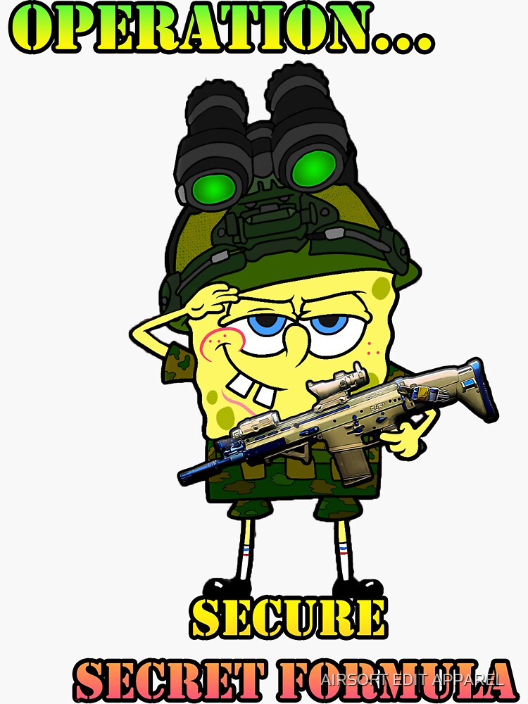 "Tactical Spongebob Tee" Sticker for Sale by AIRSOFT EDIT APPAREL ...