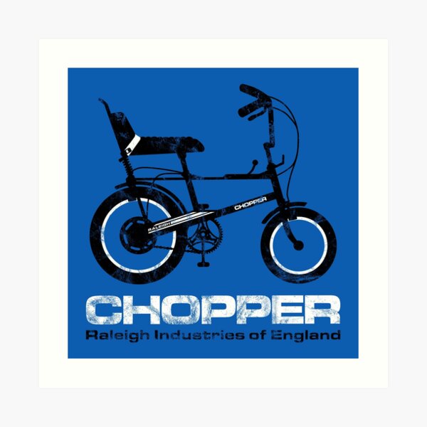 "Blue Raleigh Chopper - Distressed print design - for mid colour ...