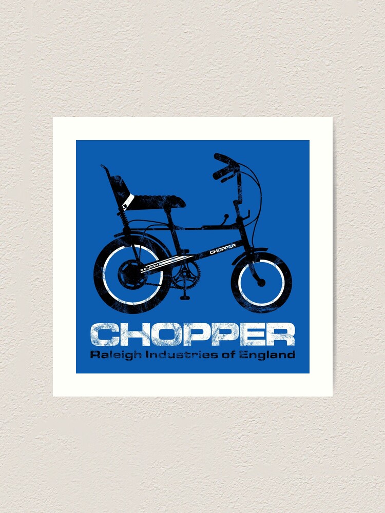 "Blue Raleigh Chopper - Distressed print design - for mid colour ...