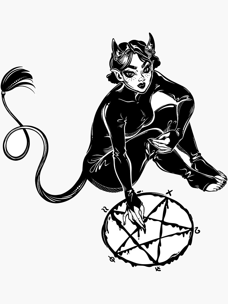 "Beautiful witch imp woman drawing a pentagram. Magic gothic fantasy ...