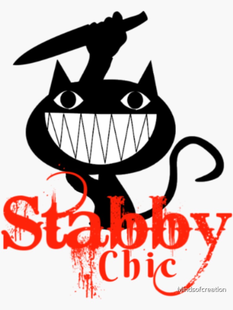 "Stabby Chic with Black Stabby Cat Design" Sticker for Sale by ...