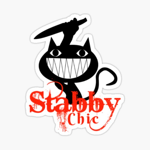 "Stabby Chic with Black Stabby Cat Design" Sticker for Sale by ...