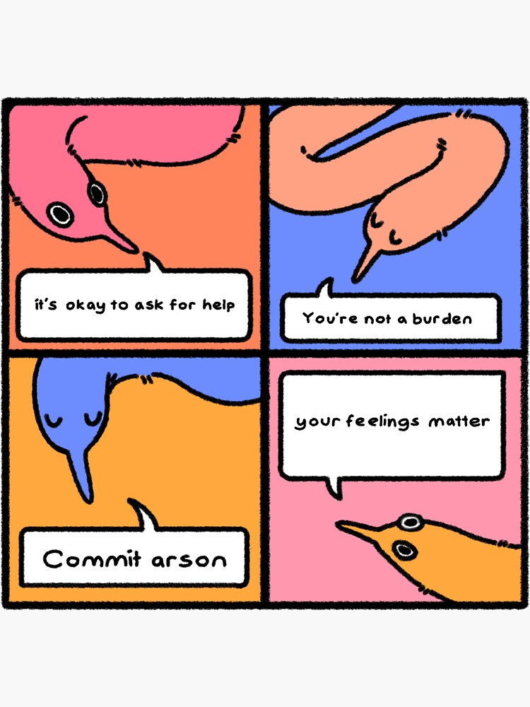 "worm on a string says commit arson" Sticker for Sale by Knifeclown | Redbubble