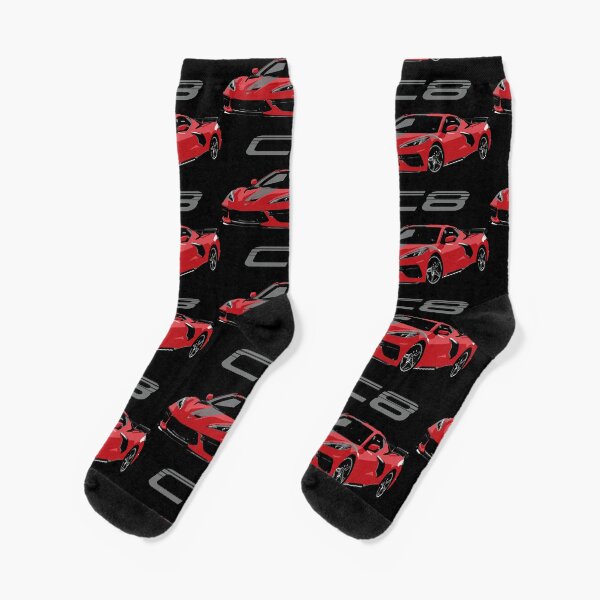 Red Chevy Corvette C8 Mid Engine Socks Starting at $13.95 By Crinz