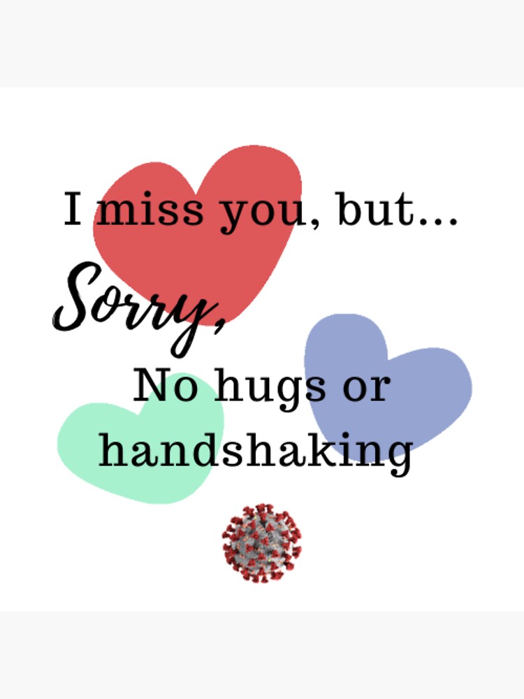 "Sorry, No Hugs or Handshaking" Sticker by marouma123456 | Redbubble